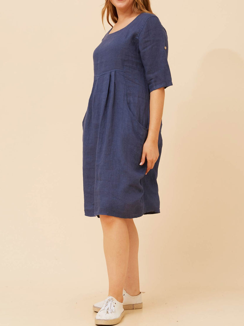 BOTTEGA MODA LINEN DRESS WITH SIDE POCKETS – Yeltuor