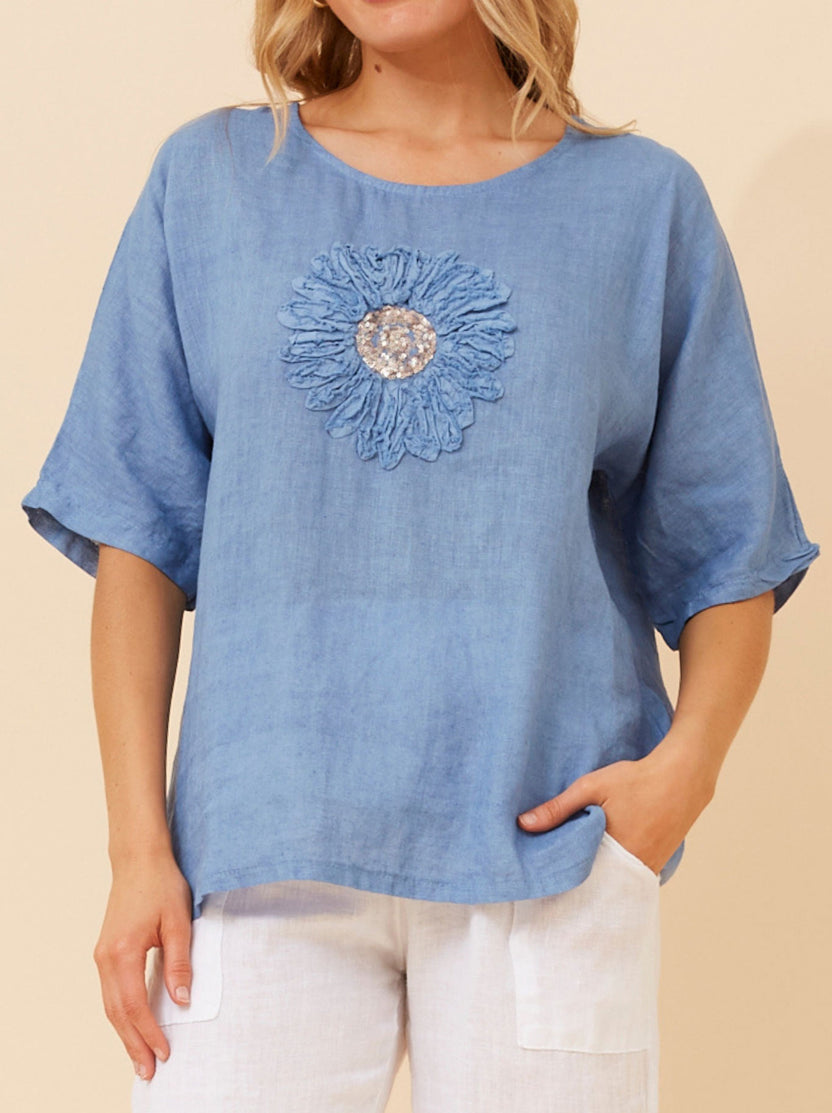 BOTTEGA MODA FLORAL LINEN PATCHWORK TOP – Yeltuor