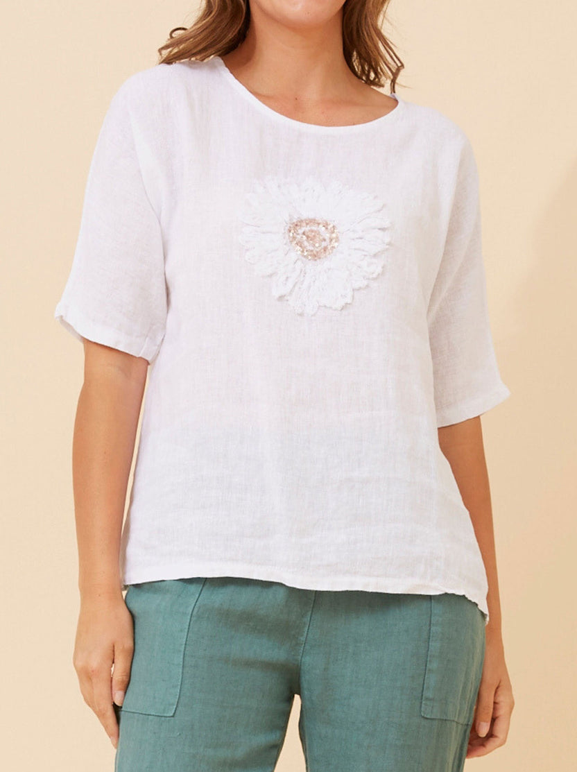 BOTTEGA MODA FLORAL LINEN PATCHWORK TOP – Yeltuor