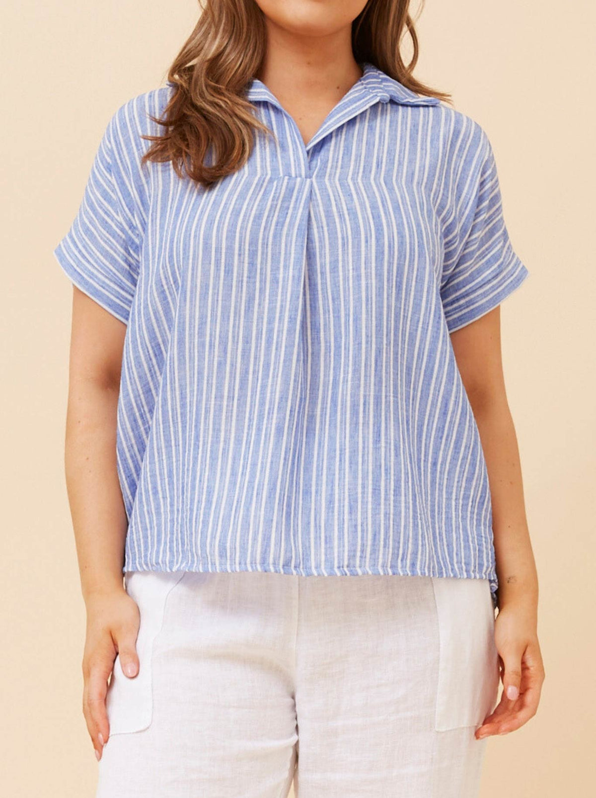 BOTTEGA MODA STRIPED SHORT SLEEVE SHIRT – Yeltuor