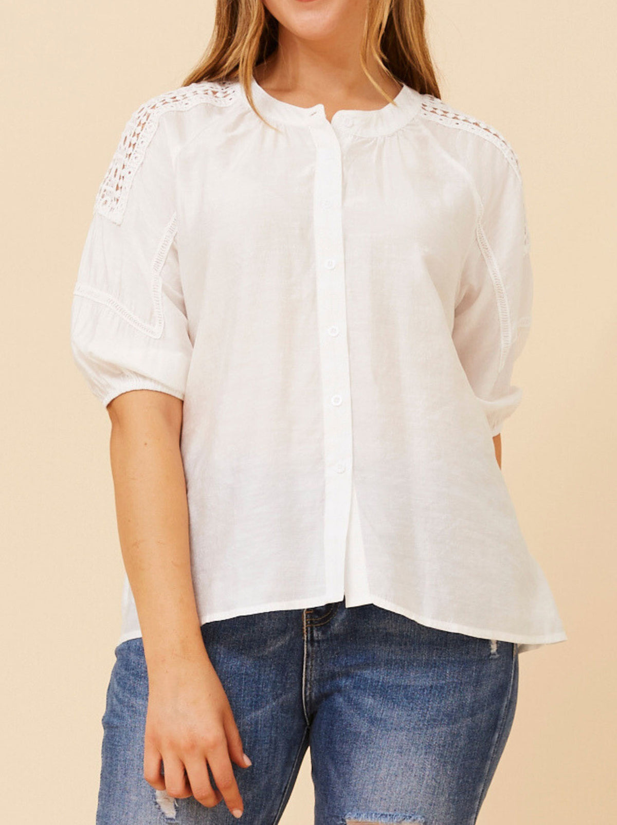 CAROLINE K MORGAN LACE DETAIL TOP – Yeltuor